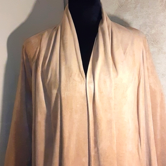 Chico's | Jackets & Coats | Chicos Suede Jacket Cape Top Chamois Swing Clean Lines Size 8 | Poshmark